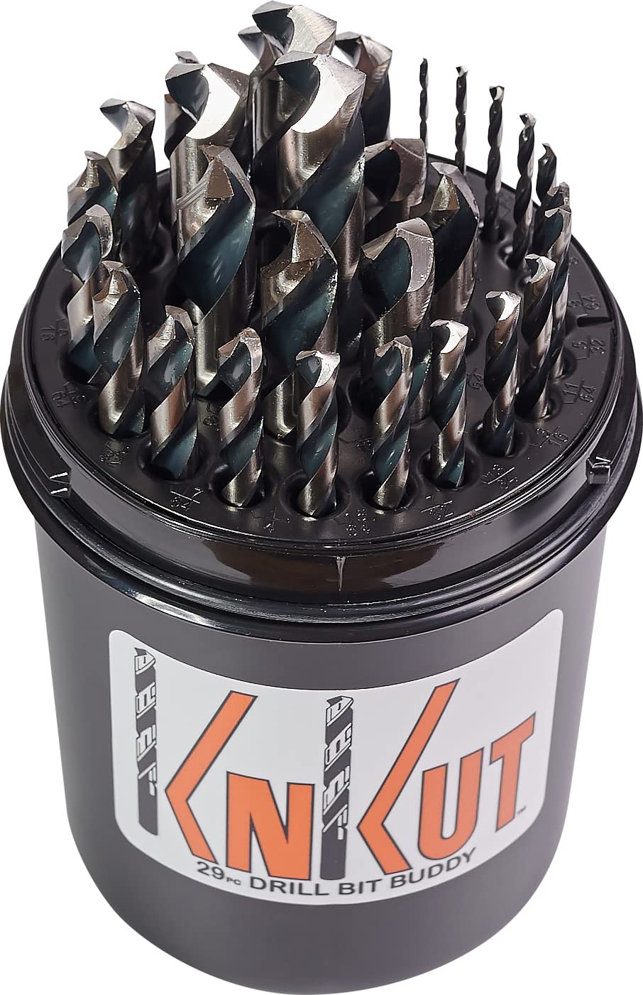 KnKut 29 Piece Drill Buddy Jobber Length Drill Bit Set with 3/8" Reduced Shank