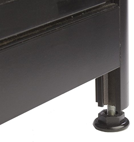 Displays2go 60 Inch Glass Showcase, Hidden Storage, LED Lights, Lockable Sliding Door - Black (IAPHV60LED)