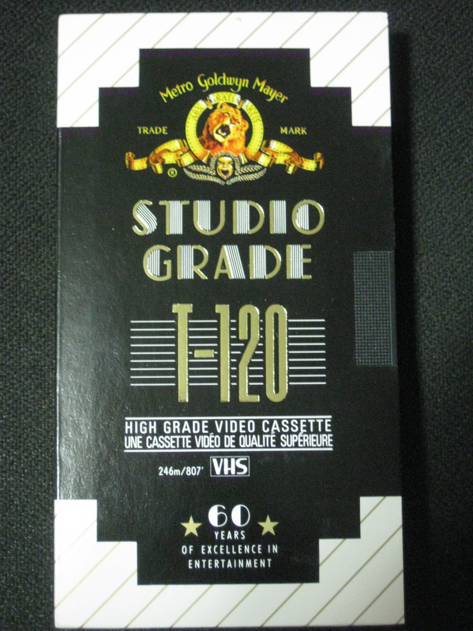 Set of Five High Grade Video Cassettes (VHS) MGM Studio Grade T-120