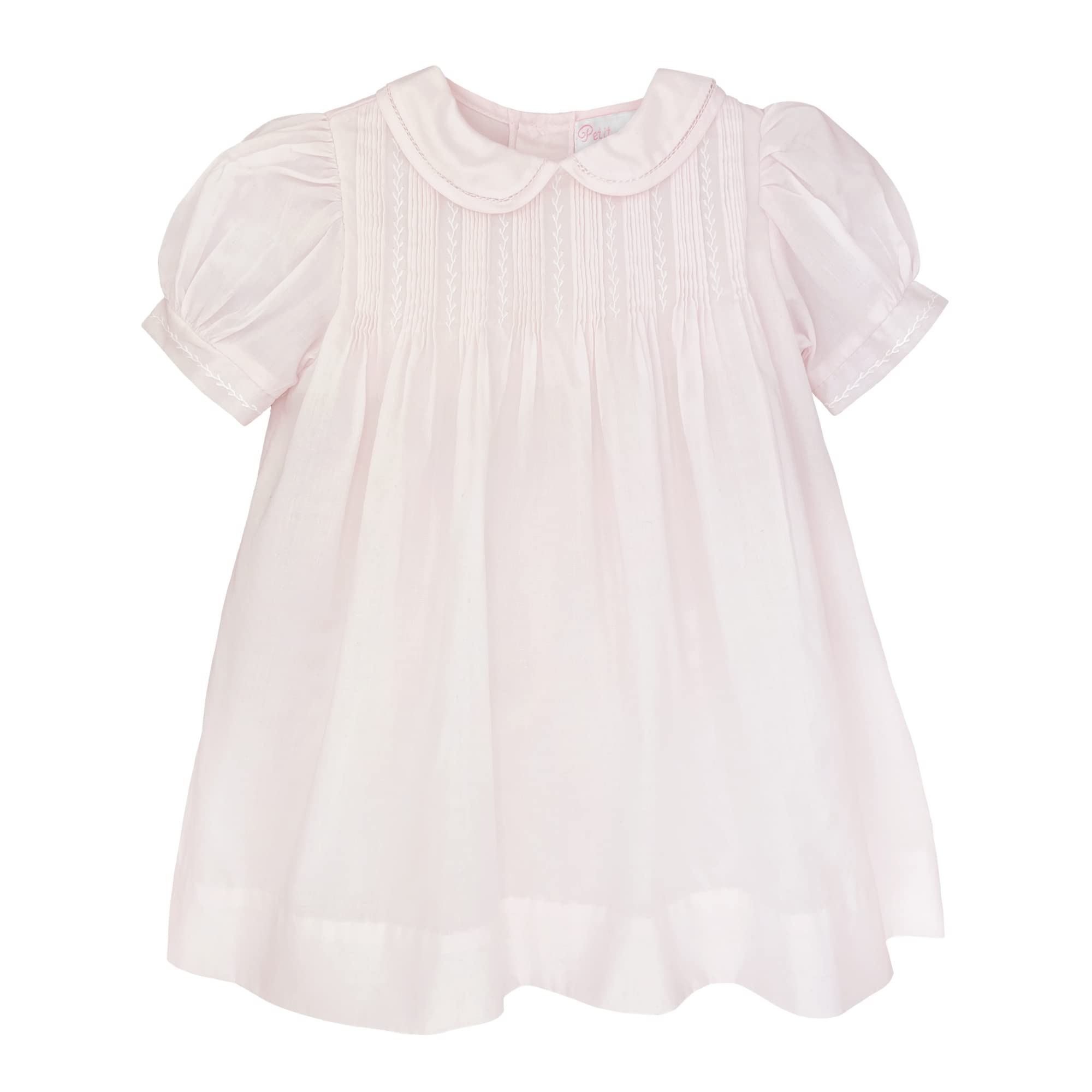 Petit Ami Baby Girls' Dress with Pintucks and Feather Stitching, 9 Months, Pink