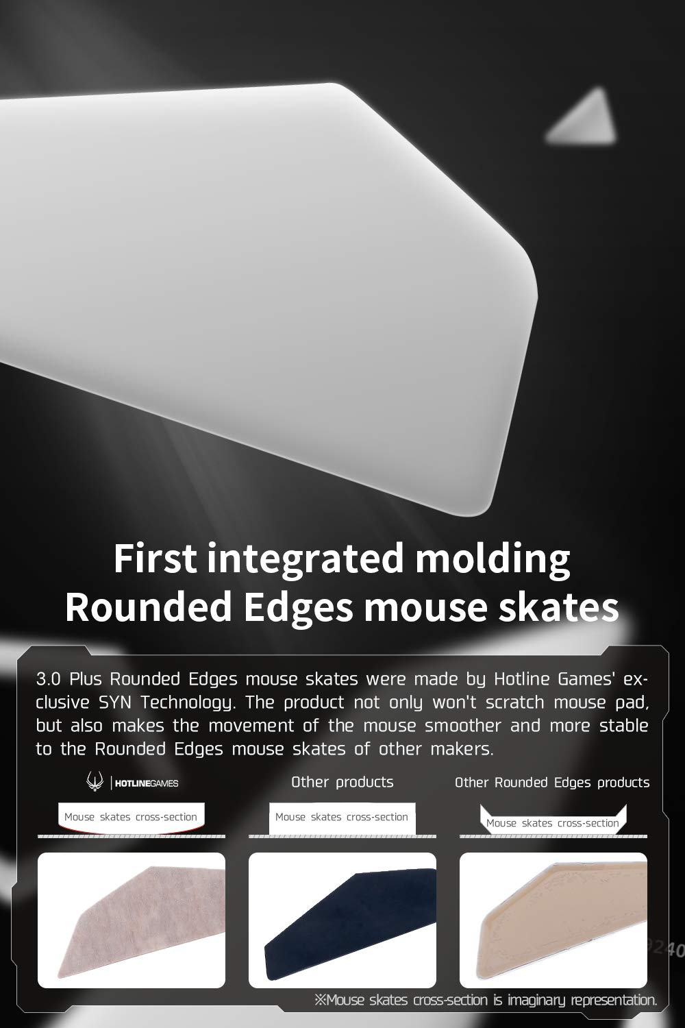 HOTLINEGAMES 2Sets 3.0 Plus Rounded Curved Edges Mouse Feet Skates Compatible with Logitech G502 Wireless Gaming Mouse feet Replacement (0.8mm,Glide Feet Pads, White PTFE) Professional Upgrade Kit