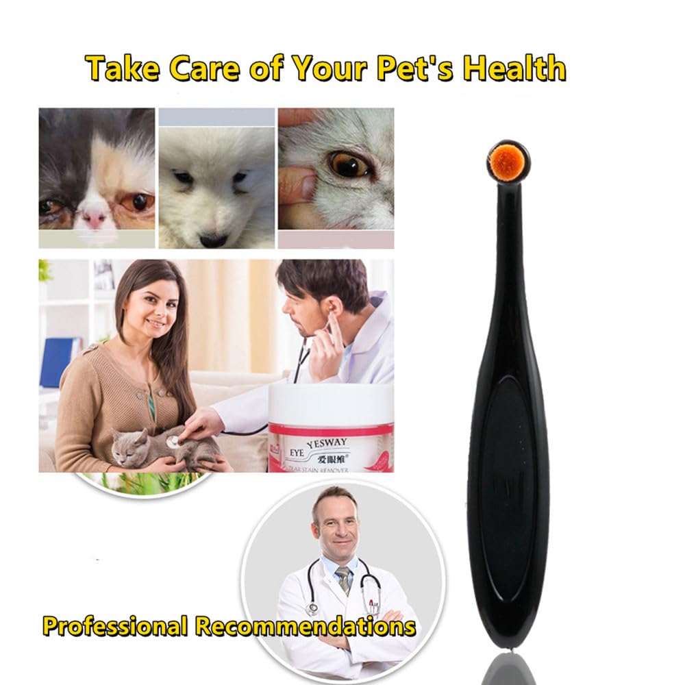 Pro Applicator Brush for Pets, 4 Pcs Tear Stain Remover with Washable Superfine Fiber Long Tapered Bristles for Safe Application