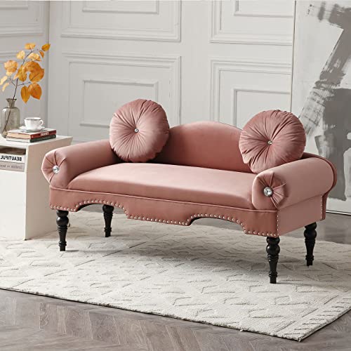 CALABASH Comfy Loveseat Sofa Small Rose Couch Small Spaces, Small Love Seat Bedroom, Mid Century Modern Couches Living Room Dorm Office, 2 Seater Tufted Deep Seat Sofas, 54āW(Pink)