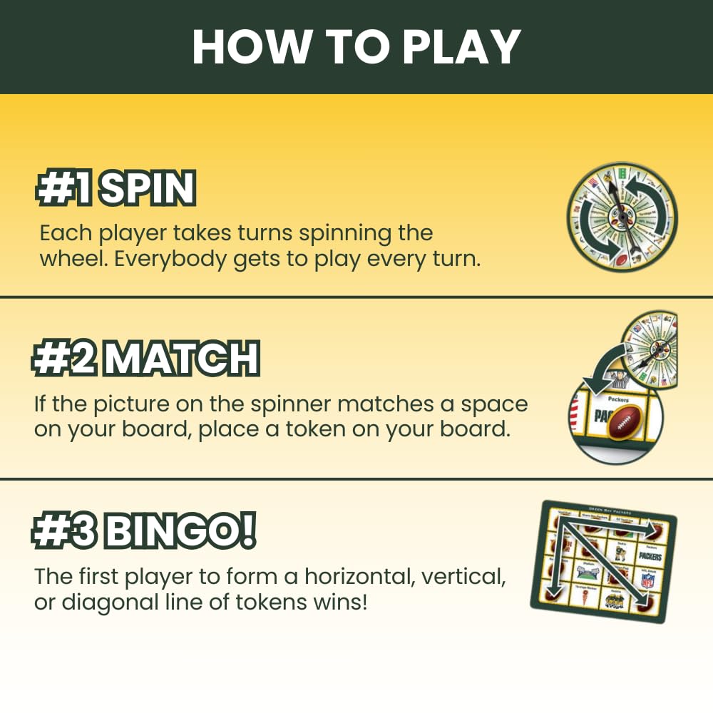 Masterpieces Kids Games - NFL Green Bay Packers Bingo Game