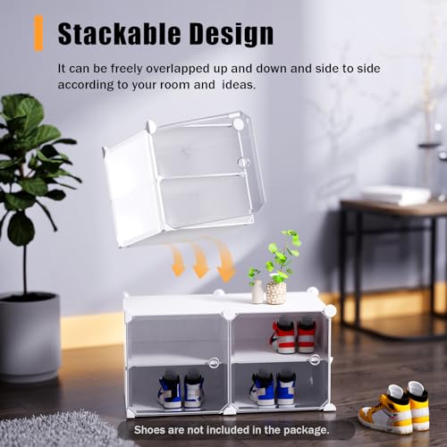 BJTDLLX Shoe Rack Organizer, 3 x 12-Tiers Stackable 72 Pairs DIY Shoe Storage Cabinets Stand, Dust-proof Shoe Rack Shelf Clear Plastic Shoe Boxes Foldable Shoe Storage Rack for Heels Boots Slippers
