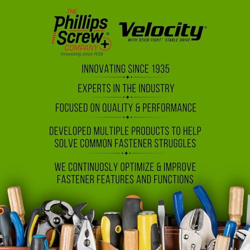 Velocity Exterior 2 Inch Wood Screws Contractor Pack (Size #8) – Stick Tight Technology, Made with Carbon Steel, Includes Hexstix Bit & Storage Organizer Fence Screws for Wood (450 Pieces)