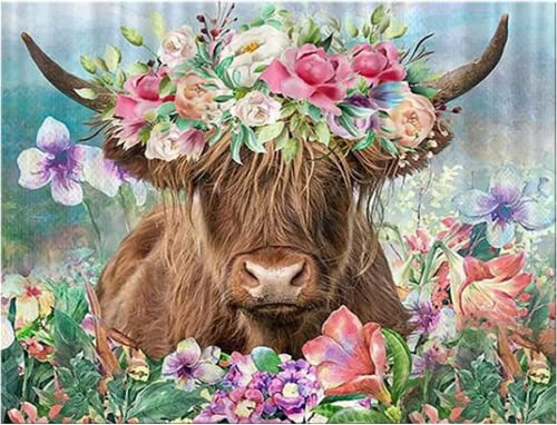 Clendo Paint by Number for Adults,Cow Numbers Adults Beginner, DIY Gift Canvas Painting Kits, 12X16 Inch Colorful Dinosaurs [Without Frame] (MT11179)