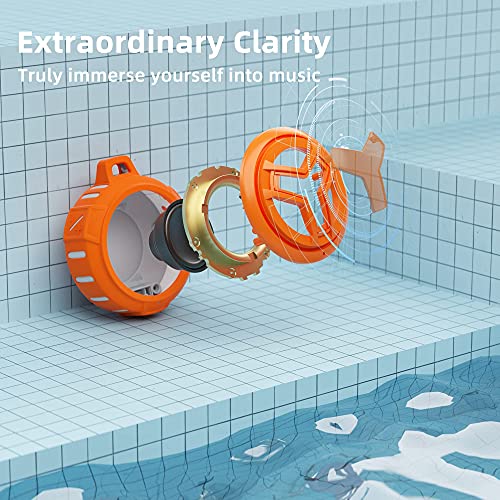 EBODA Bluetooth Shower Speaker, IPX7 Waterproof Portable Wireless Small Mini Speakers, Floating, 2000 mAh with RGB Light for Pool, Beach, Boat, Kayak Accessories, Gifts for Men and women -Orange