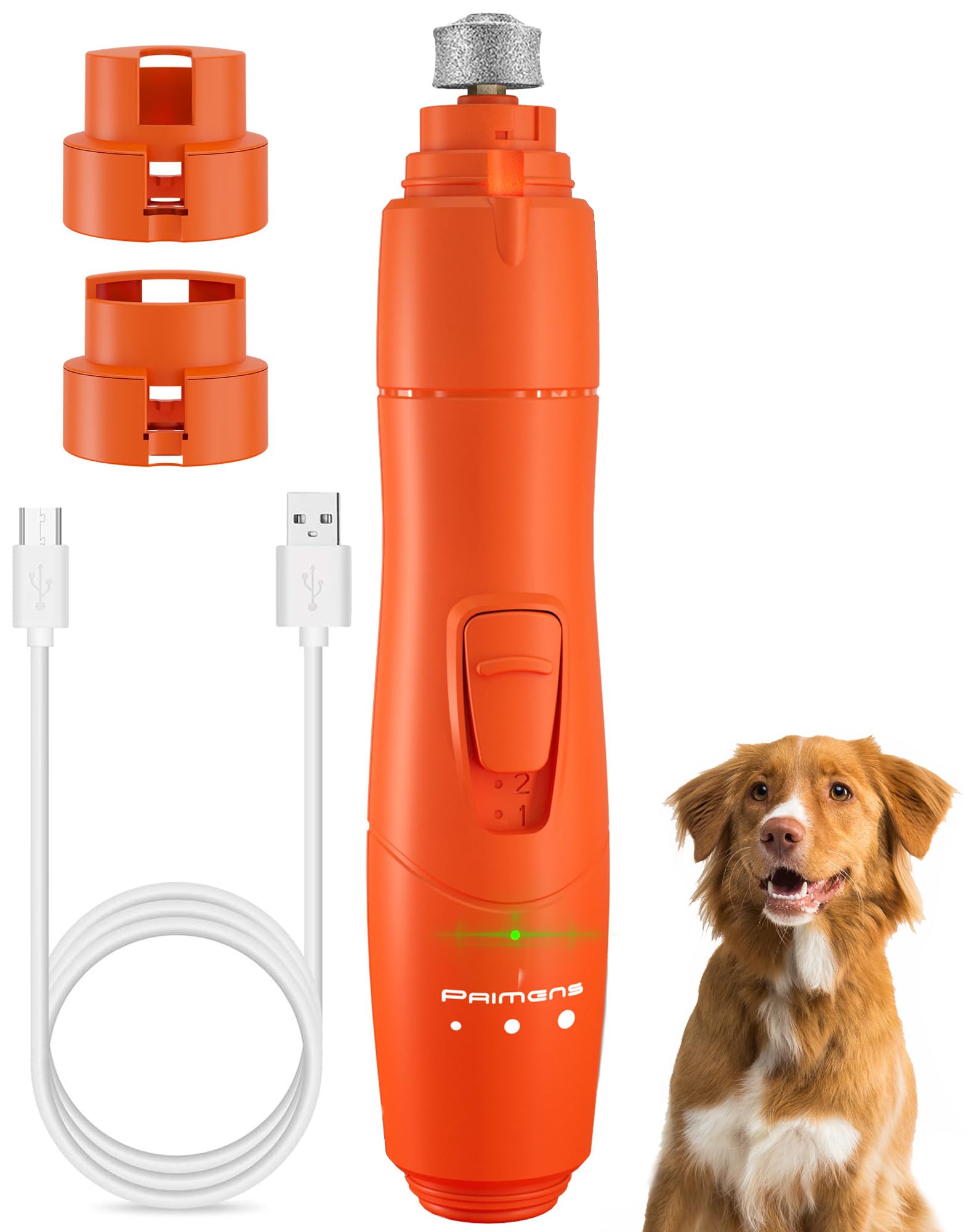 Dog Nail Grinder with LED Light, Rechargeable Dog Nail Grinder for Large Dogs, Medium & Small Dogs, Professional Pet Nail Grinder for Dogs Quiet Soft Puppy Grooming, Cat Nail Grinder, Dog Nail Trimmer