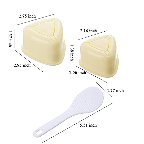DIMVKA 2 Pack Onigiri Sushi Maker Mold Triangle Sushi Press (Large & Small), Non Stick Sushi Rice Making Kit with 1 Pack Small Rice Paddle
