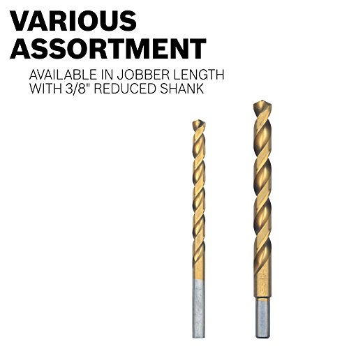 BOSCH TI4155 6-Piece 7/16 In. x 5-1/2 In Titanium Nitride Coated Metal Drill Bit with 3/8 In. Reduced Shank for Applications in Heavy-Gauge Carbon Steels, Light Gauge Metal, Hardwood