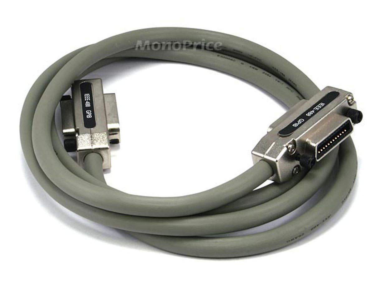 Monoprice IEEE-488 Cable - 2 Meter - Gray | with Metal Hood, Commonly Used on Older Systems by Commodore, HP and Tektronix