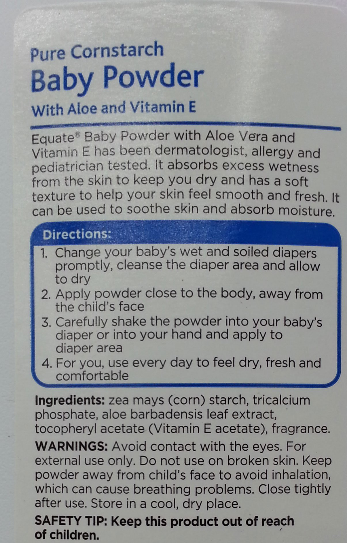 Equate Pure Cornstarch Baby Powder With Aloe and Vitamin E, 15oz by Judastice
