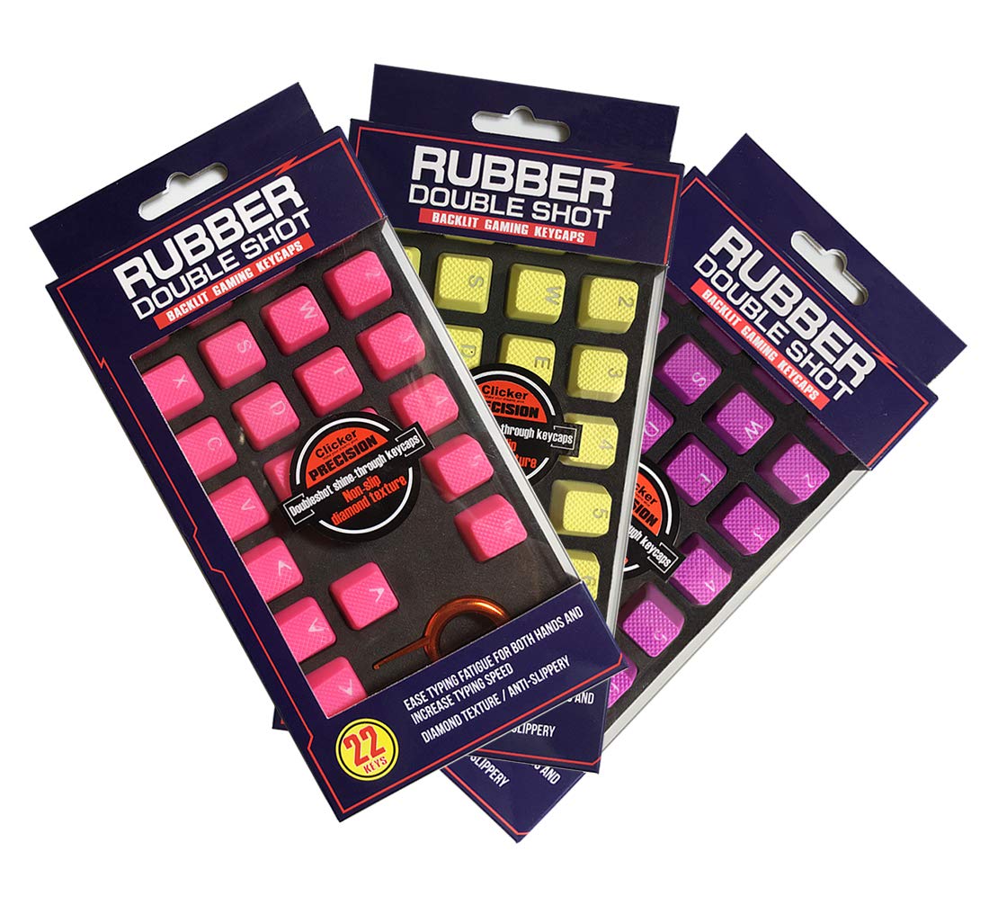 Tai-Hao Rubber Gaming Backlit Keycaps Set - 22 Keys for Cherry MX Mechanical Keyboards Compatible OEM Include Key Puller (Neon Jelly Pink)