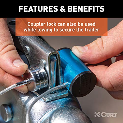 CURT 23082 Universal Tri-Ball Trailer Coupler Lock, Fits 1-7/8, 2, 2-5/16-Inch, Orange