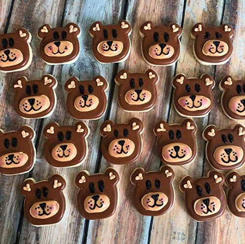 Crethinkaty Teddy Bear Cookie Cutter Set - 3 Pieces Bear Face and Teddy Bears Stainless Steel Biscuit Cutters Fondant Cake Decoration for Baking