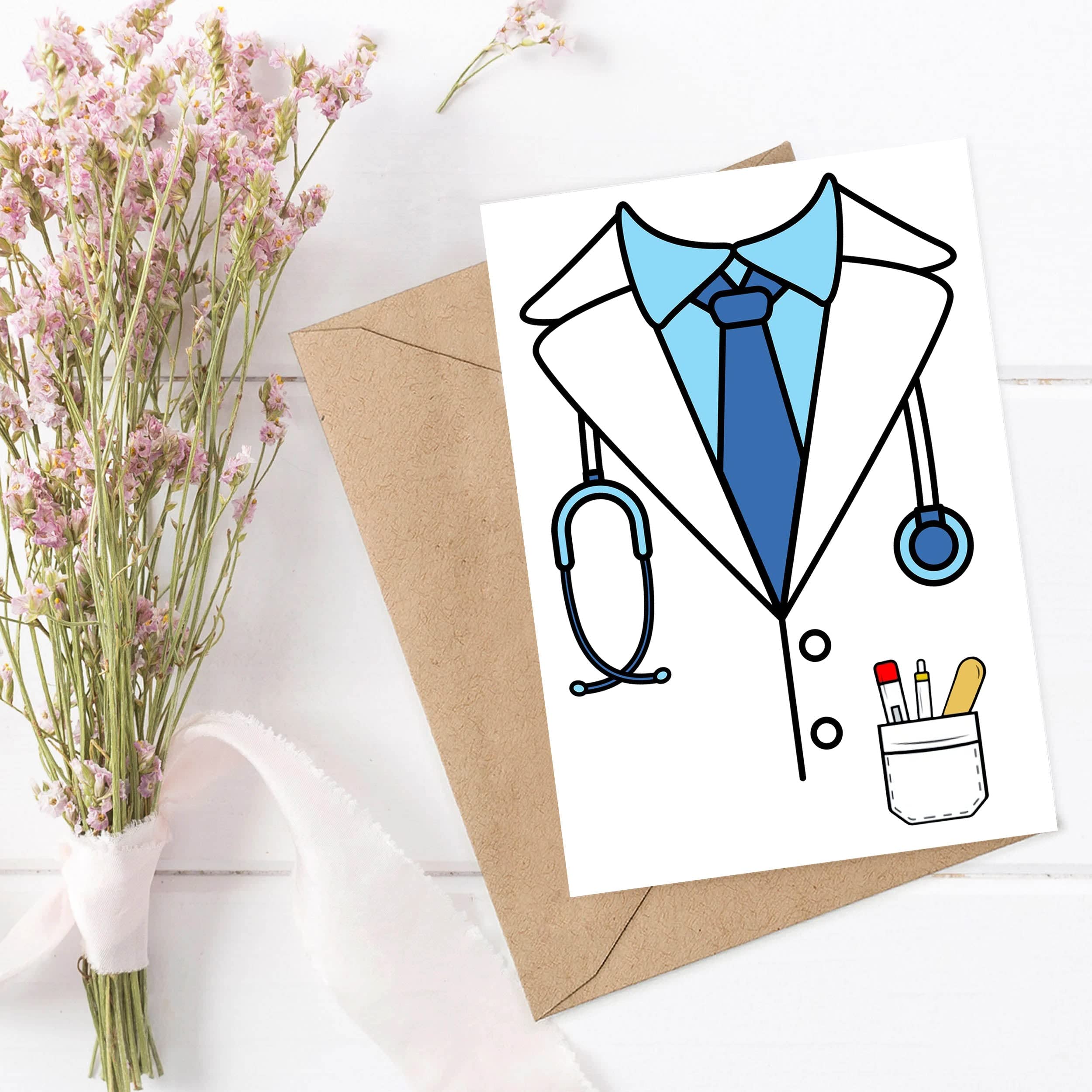 Doctor Card - Medical School Graduation Card - White Coat Ceremony - Doctor thank You - Gift for Him Her