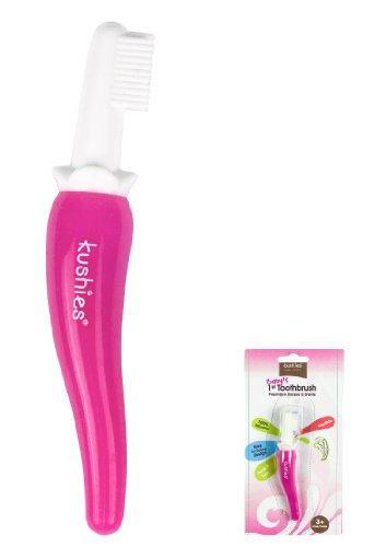 Kushies Flexible Training Toothbrush for Infants Fuschia, 1% Silicone, Latex Free