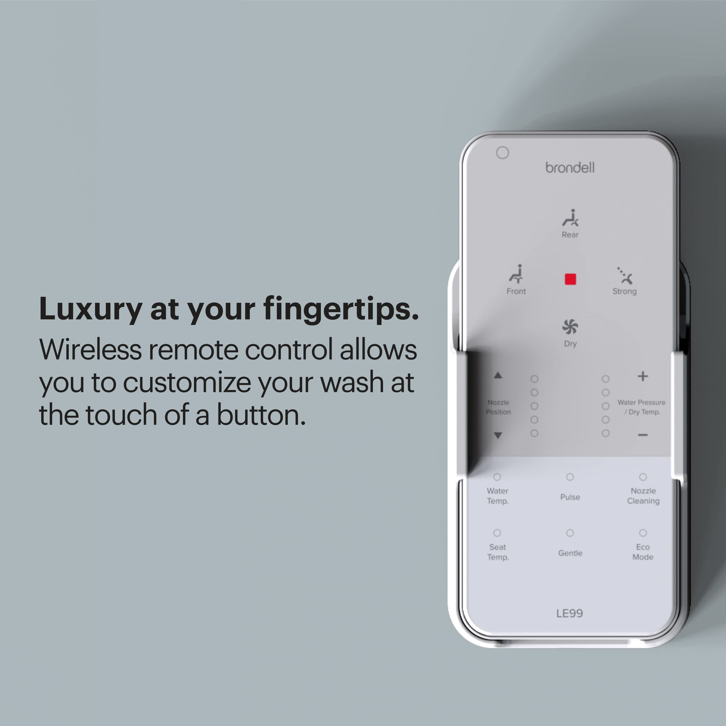 Brondell LE99 Swash Electronic Bidet Seat, Fits Elongated Toilets, White – Lite-Touch Remote, Warm Air Dryer, Strong Wash Mode, Stainless-Steel Nozzle, Saved User Settings & Easy Installation