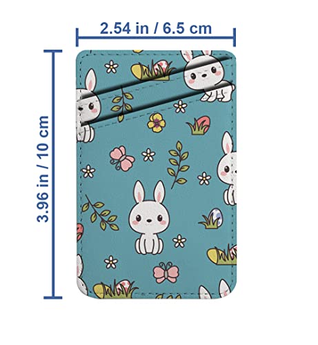 Diascia Pack of 2 - Cellphone Stick on Leather Cardholder ( Cute Bunny Rabbit Spring Flowers Pattern Pattern ) ID Credit Card Pouch Wallet Pocket Sleeve