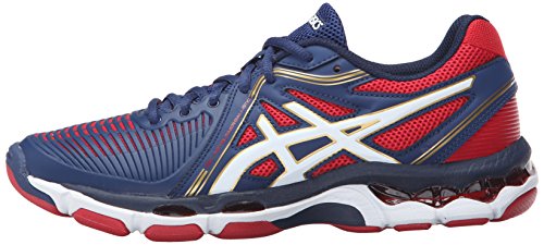 ASICS Women's Gel-Netburner Ballistic Volleyball Shoe, Estate Blue/White/True Red, 13 M US