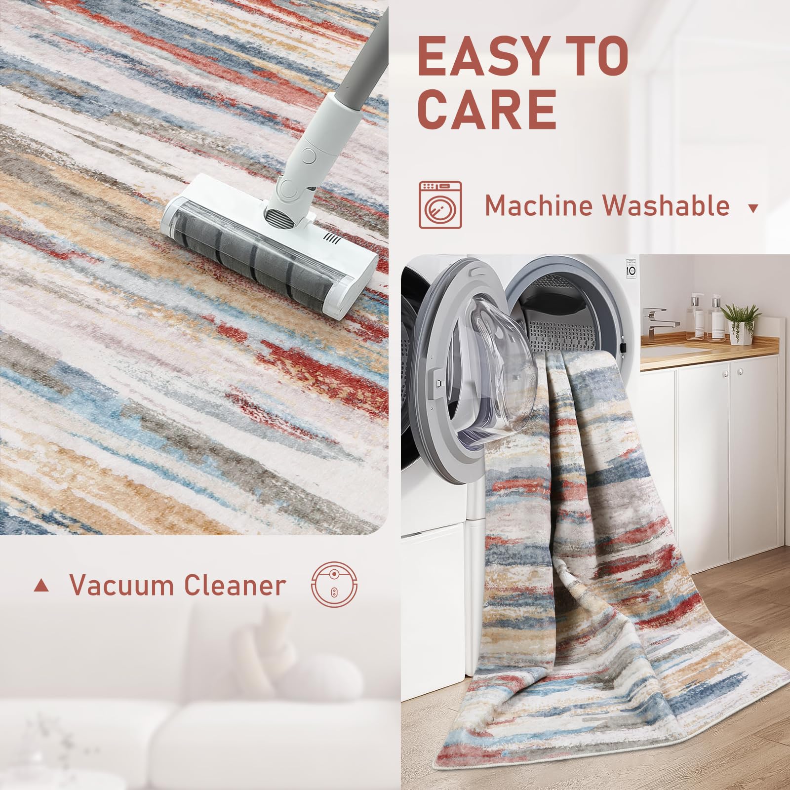 Collive Washable Runner Rug 2x6 - Colorful Striped Bathroom Runner Rugs Non Slip Runners for Hallway Modern Abstract Bedroom Runner Rug Floor Carpet for Kitchen Laundry Entryway