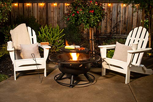 Bond Manufacturing 52124 Nightstar 32.7" Round Wood Burning Steel Fire Pit with Grill, Black