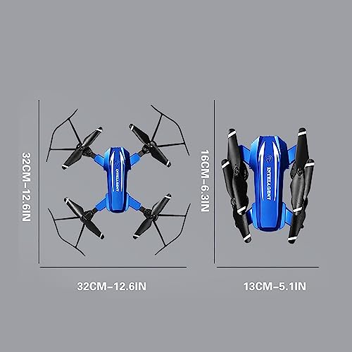 Drone with 8K Dual Camera for Adults Kids 8-12, Multi-directional Automatic Obstacle Avoidance UAV HD Aerial Photography Toy Radio-controlled Aircraft Quadcopter, Gesture Photo/Video (Blue)