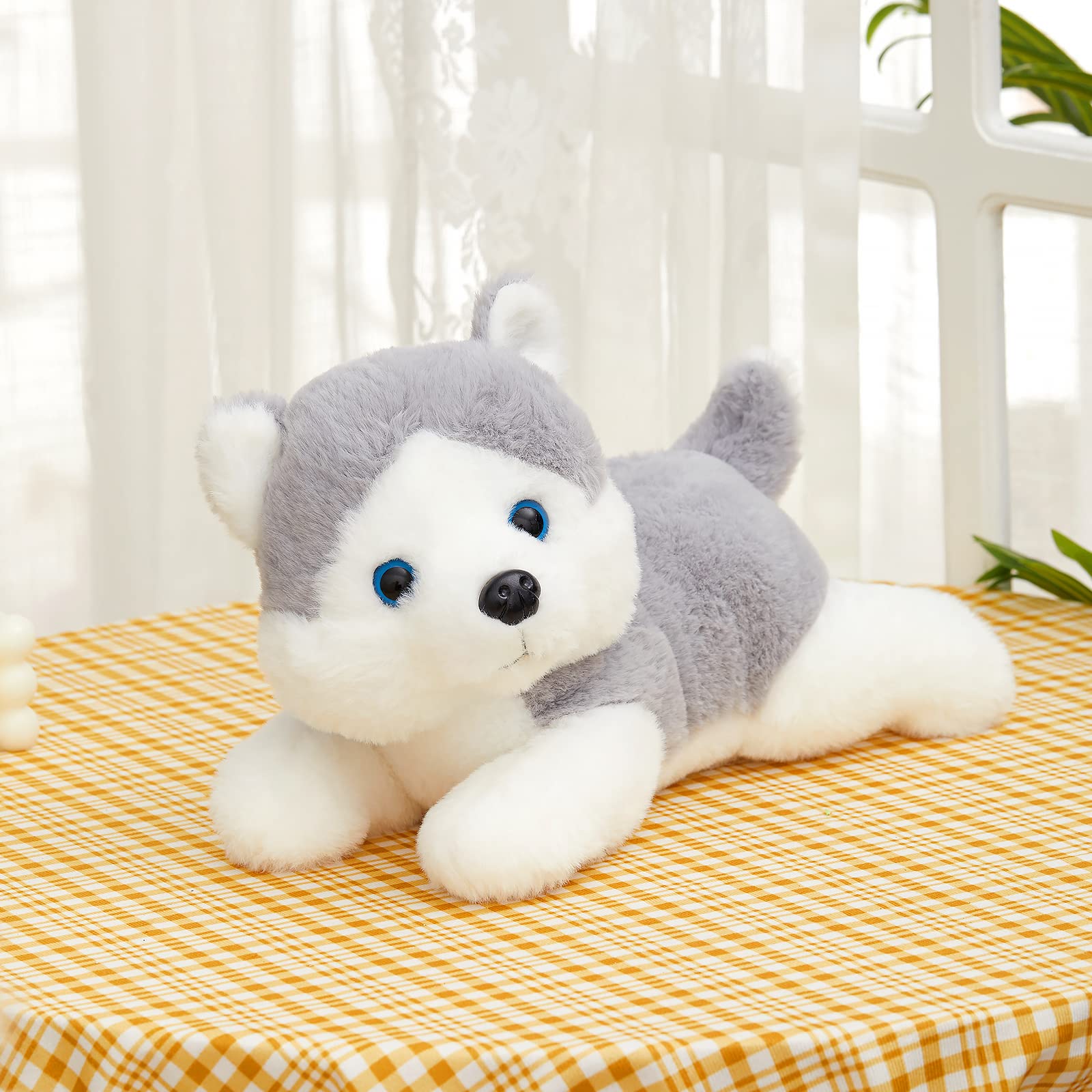 Houwsbaby LED Musical Stuffed Animal Elephant Floppy Singing Light Up Adorable Plush Toy Lullaby Animated Soothe Birthday for Toddlers, Green, 10.5''