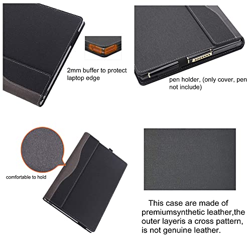 forubar Laptop Case Cover for Dell Inspiron 14 Plus 7430 7420 & Inspiron 14 Pro 5430 5420 7425 5425 [Not Other Models] Notebook Sleeve Computer Bag Protective PU Leather Shell (black)
