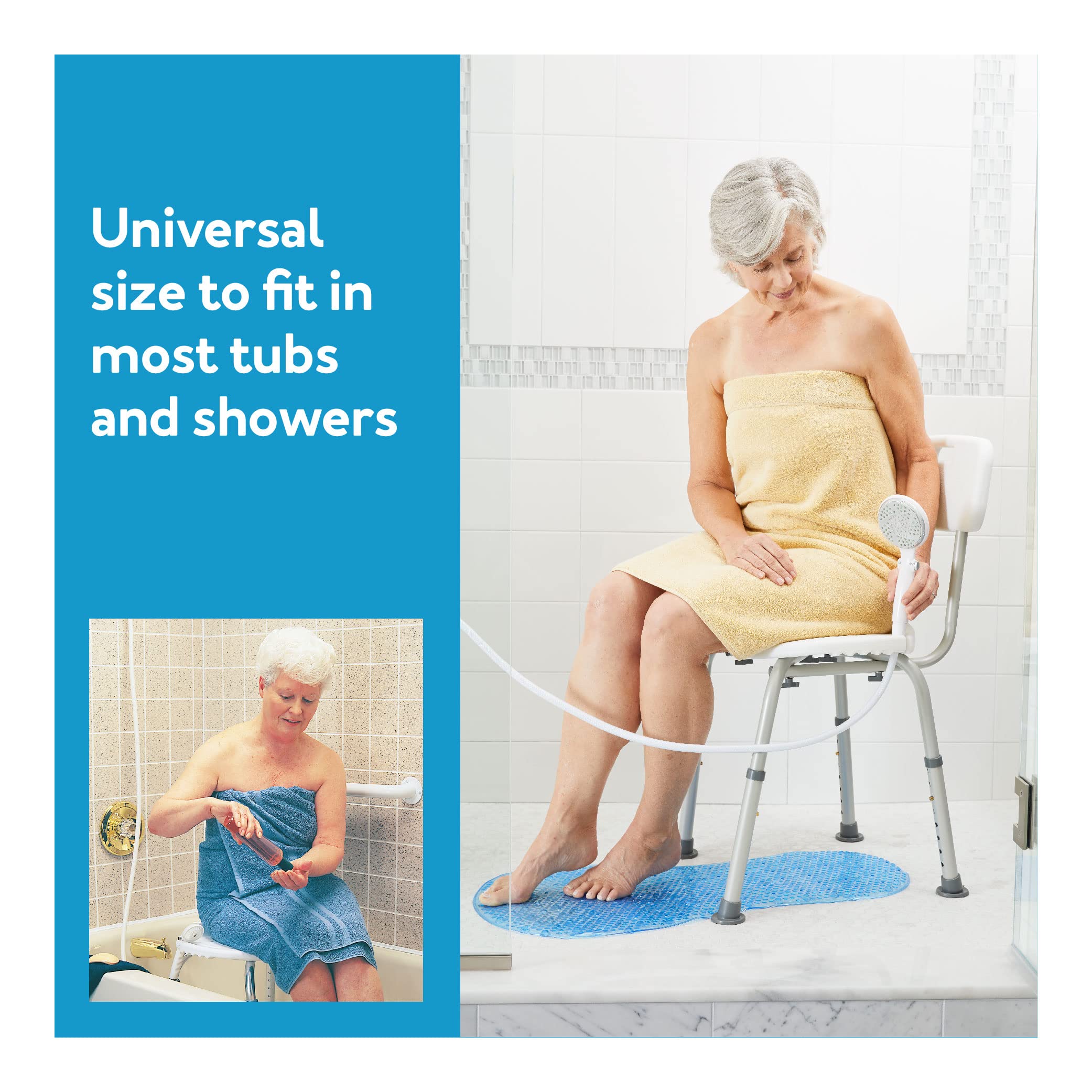 Carex Shower Chair With Back, Bath Chair and Shower Seat For Elderly, Handicap, and Disabled, 350lbs, Easy Assembly