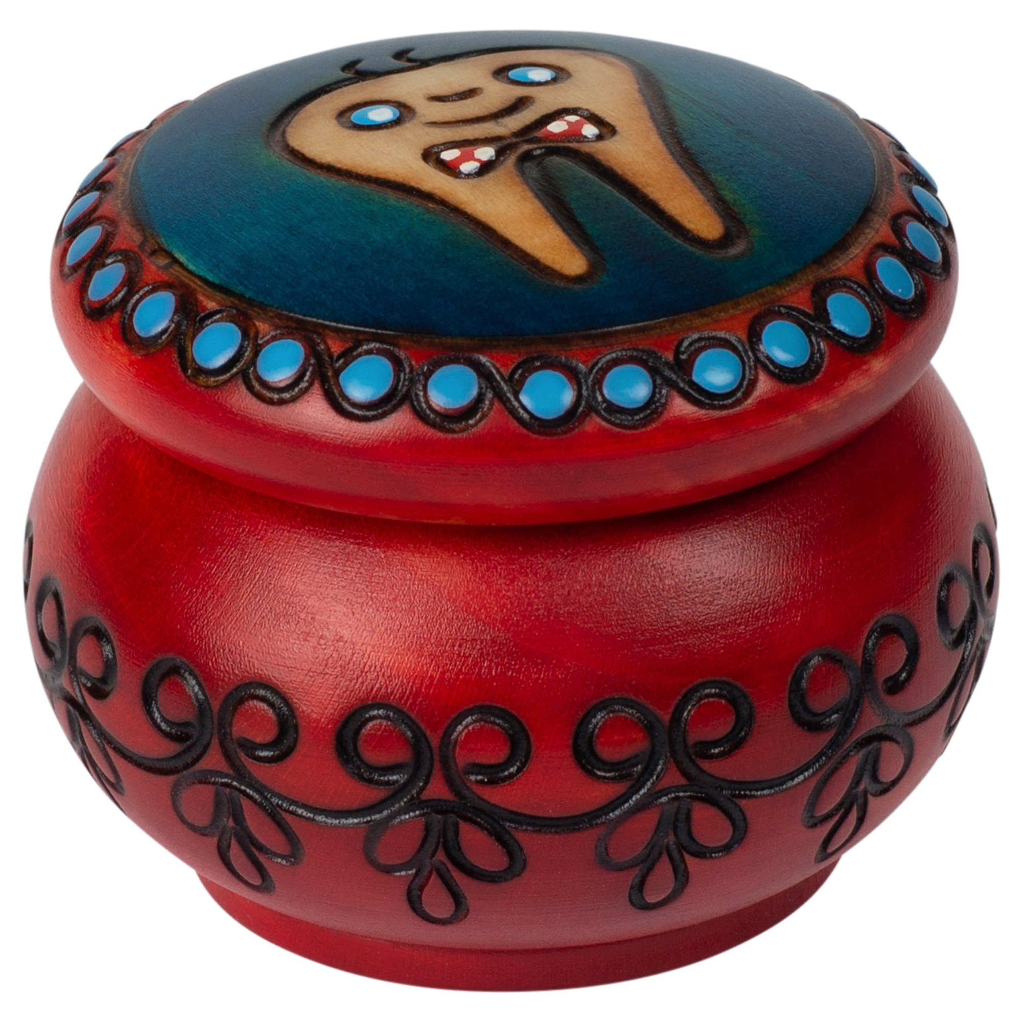 HlpiAMok Aeiniweraabbcc SPPRANDOM TOOTH FAIRY BOX Polish Handmade Wooden Round Boy's Tooth and Curl Box First Tooth Keepsake Box