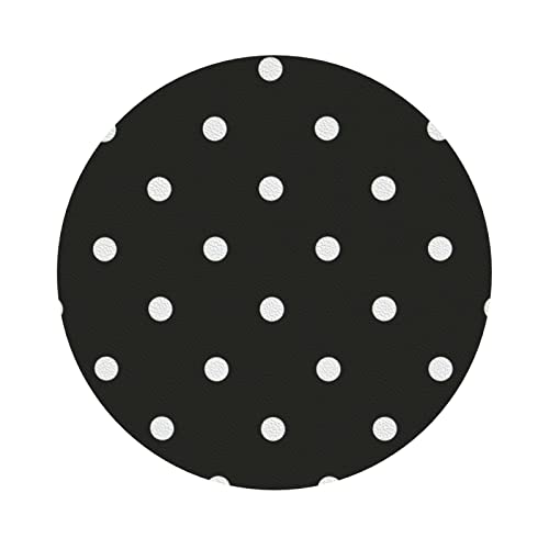 Black and White Polka Dot Print Pattern Leather Drinks Coasters Set of 6, Housewarming Gift, Suitable for Kinds of Cups