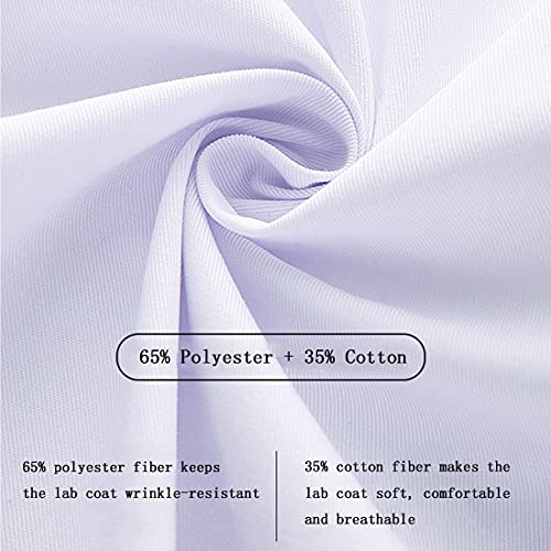 CLanItris Unisex White Lab Coat Long Sleeve Uniforms 40 inch Classic Fit with 3 Pocket (White, Medium), Medium Plus