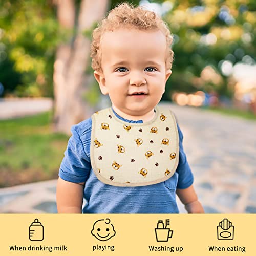 DOSMINE Muslin Baby Bibs Baby Drooling Bibs Button Bibs Unisex 6-Layer Bibs Organic Cotton Baby Drool Bibs for Teething Feeding Bibs