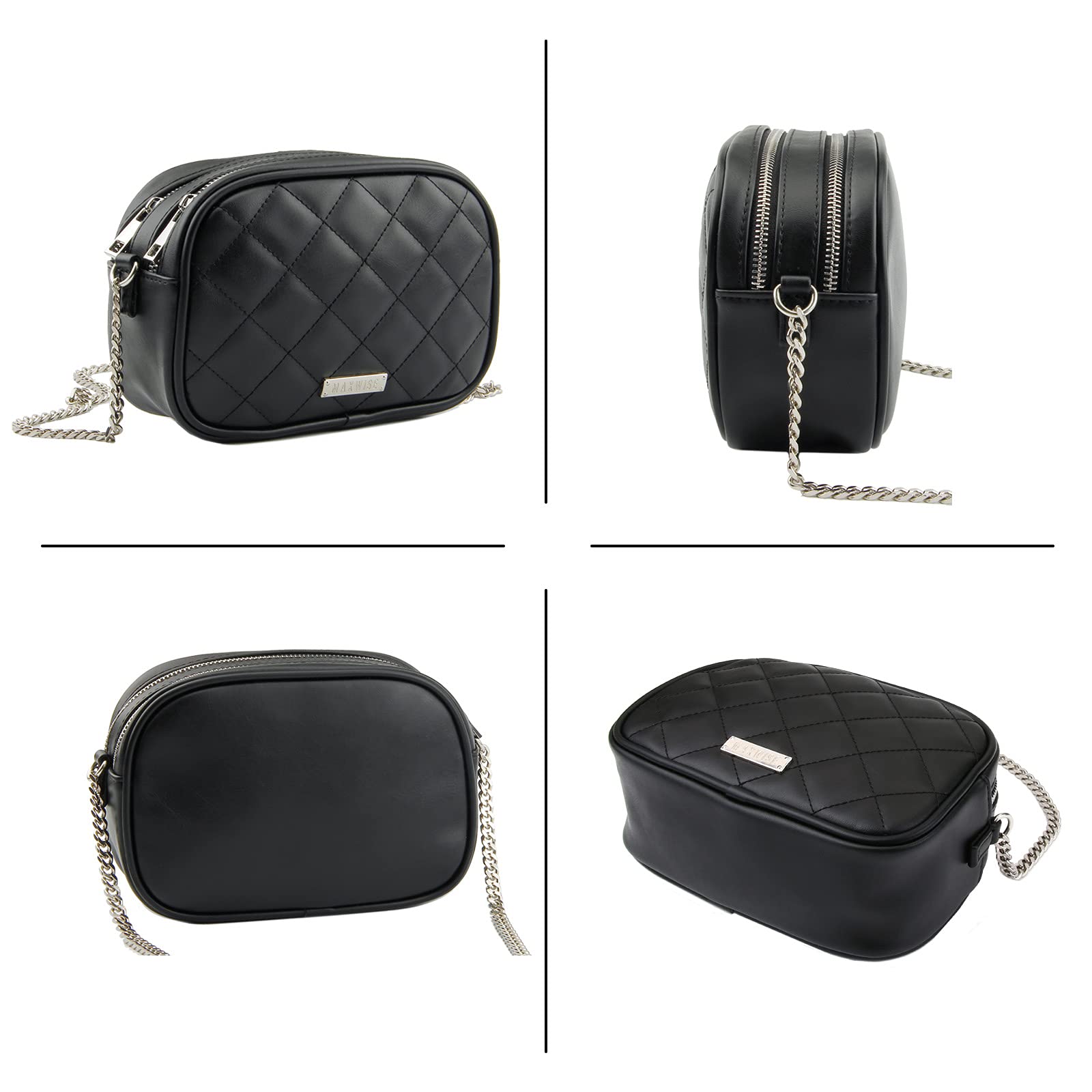 MAXWISE Quilted Crossbody Bags Crossbody Purse Small Crossbody Shoulder Bag with Chain Strap Side Purse for Women