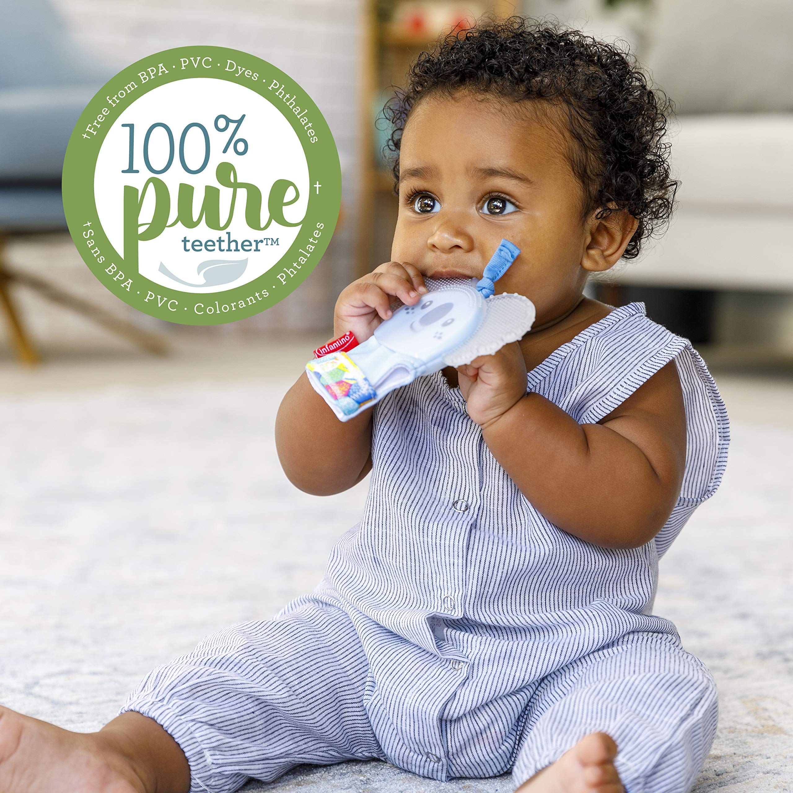 Infantino Crystal Clear Teething Mitten - Teethe & Play Wearable Soft “Mitten” with 100% Paint-Free, Dye-Free Textured Silicone. Easy-Grasp Natural Rubber Teether for Baby (Koala)