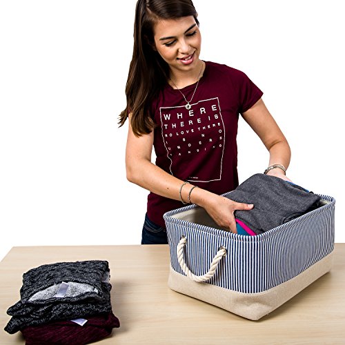 DAE Living Fabric Storage Bins (Set of 2) | Extra Stiff Canvas Fabric | Wire Framed | Fully Lined Interior | Perfect for Clothes, Toys, Shoes, Pet Supplies, Nurseries, Closet and Shelf Storage
