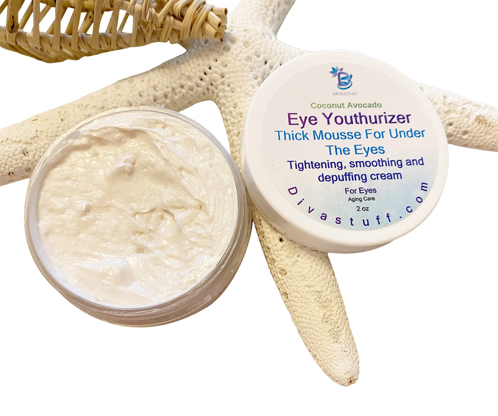 Diva Stuff Coconut and Avocado Eye Youthurizer, Thick Melt Mousse For Under The Eyes, Tightens, Lifts, Smooths and Depuffs, 2 oz
