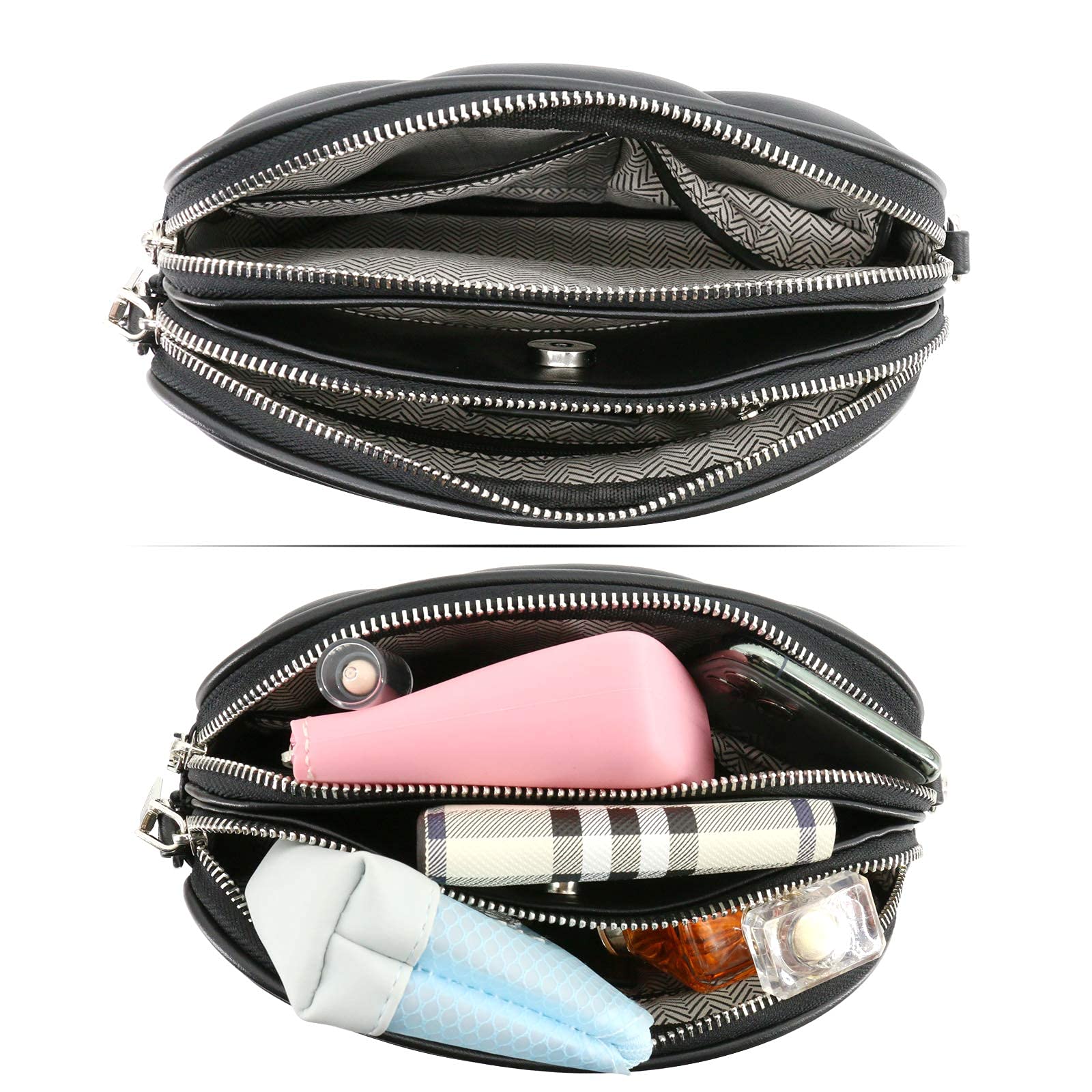 MAXWISE Women Zipper Pocket Crossbody Bag Shoulder Purse Fashion Travel Bag with Multi Pockets (Black)