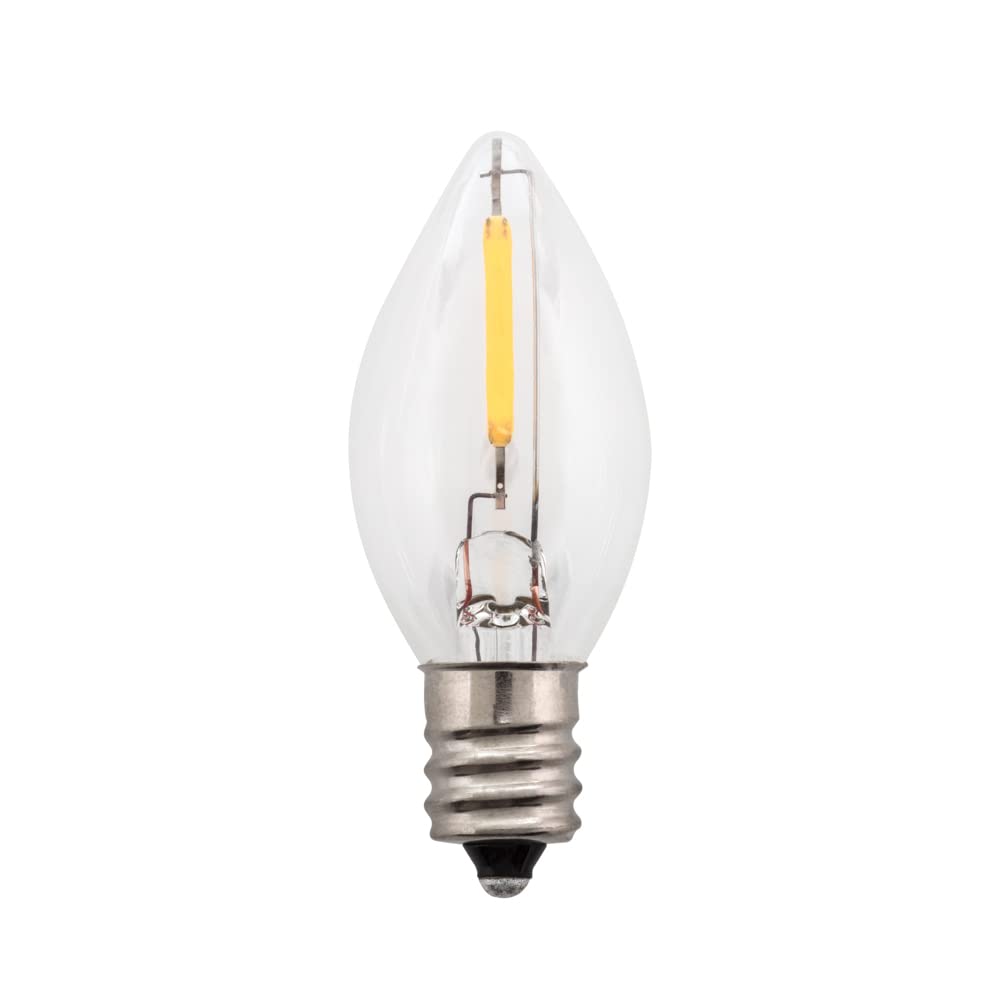 Creative Hobbies LED Night Light Bulbs, 4W 5W 6W 7W Incandescent Equivalent, C7 Candelabra Base, Indoor and Outdoor Christmas Light Strings, Electric Window Candles, Night Lights (25)