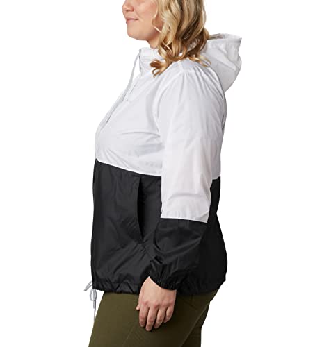 Columbia Women's Flash Forward Windbreaker, Water & Stain Resistant Outerwear, White/black, X-Large