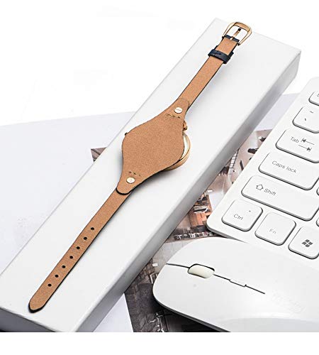 Dioway Women's 8mm Spring Bar Watch Band Genuine Calf Leather Replacement Straps for Fossil ES3148 ES4119 ES4176 ES3262 ES3077- Fossil Watch Band (Blue)