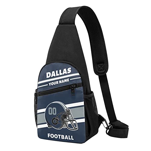 Custom Sling Bag, Personalized Dallas Crossbody Bags for Men Women, Customize Name and Number Sling Shoulder Backpack, Chest Bag Hiking Travel Daypack for Outdoor
