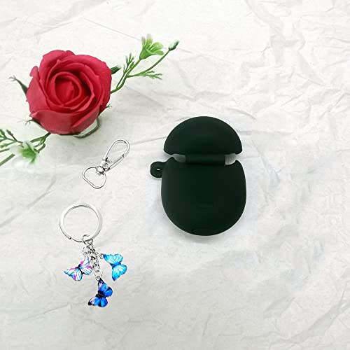 Case for Google Pixel Buds Pro Case Cover 2022, Cute Cartoon Butterfly Skin Soft Silicone Pixel Buds Pro Charging Case Earbuds Protective Cover with Keychain for Women Girl Gift (Black)