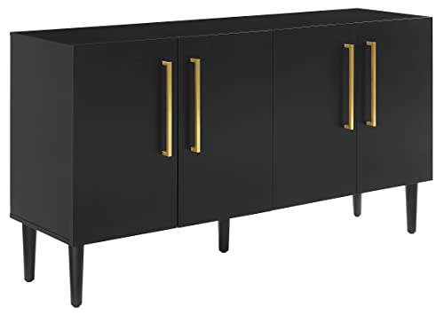 Crosley Furniture Everett Mid-Century Modern Sideboard, Matte Black