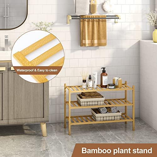FILWH Bamboo Shoe Rack Stackable Shoe Shelf Storage Organizer for Unit Entryway Hallway and Closet Sturdy Freestanding Shoe Shelf Natural (3 Tier)