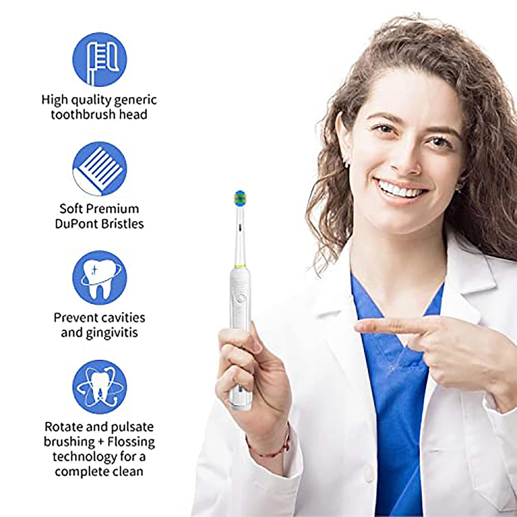 Schallcare Replacement Brush Heads Compatible with Oral B Braun Electric Toothbrush - Floss Toothbrush Head Fit for Oral B Pro 1000 Genius Smart Series (12 Pack)