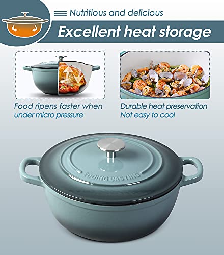 EDGING CASTING Enameled Cast Iron Dutch Oven, 5 Quart Enameled Dutch Oven Cookware Pot, Suitable For Bread Baking, Ideal for Family, Slateblue…