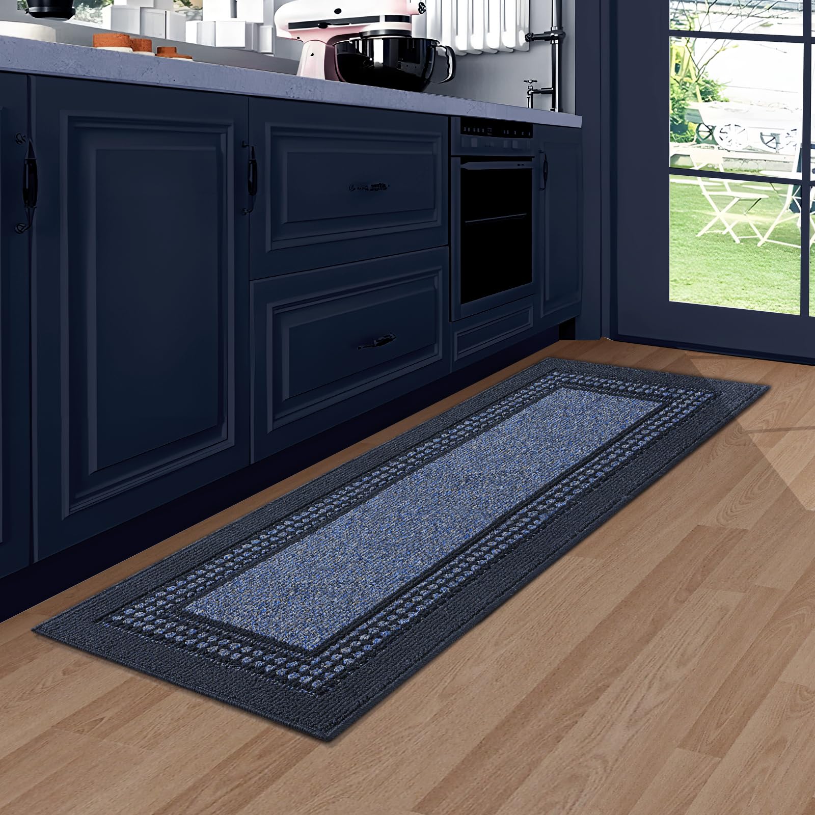 JEEDOVIA Kitchen Rugs Non Slip, Kitchen Mat Absorbent Dirt-Resistant Kitchen Floor Mats, Durable Kitchen Runner Rug for Sink, Laundry, Office, Door, Machine Washable, 19.5"x31", Grey